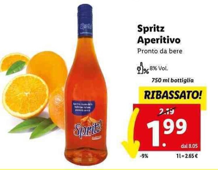 Spritz Aperitivo 750 ml offerta di Lidl