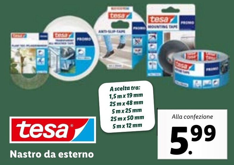 Offerta tesa Nastro da esterno A scelta tra: 1,5m x 19 mm 25 mx 48 mm ...