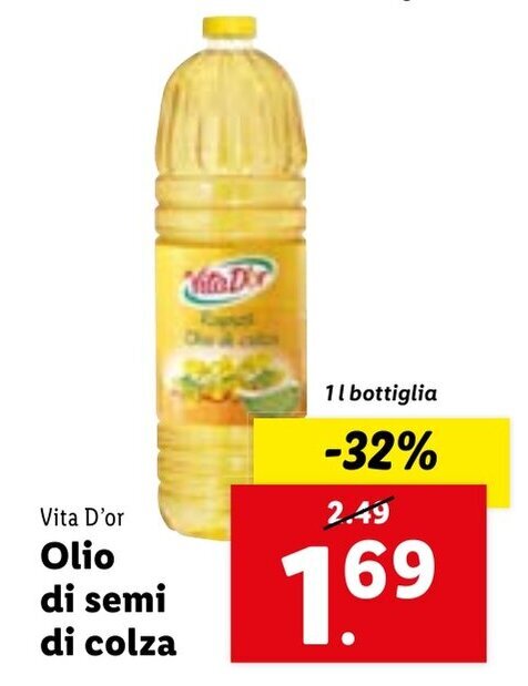 Vita D'or Olio di semi di colza 1l bottiglia offerta di Lidl