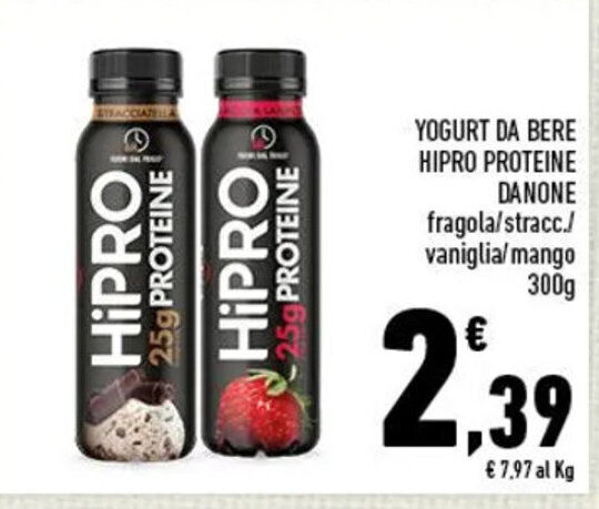 YOGURT DA BERE HIPRO PROTEINE DANONE 300 g offerta di Conad
