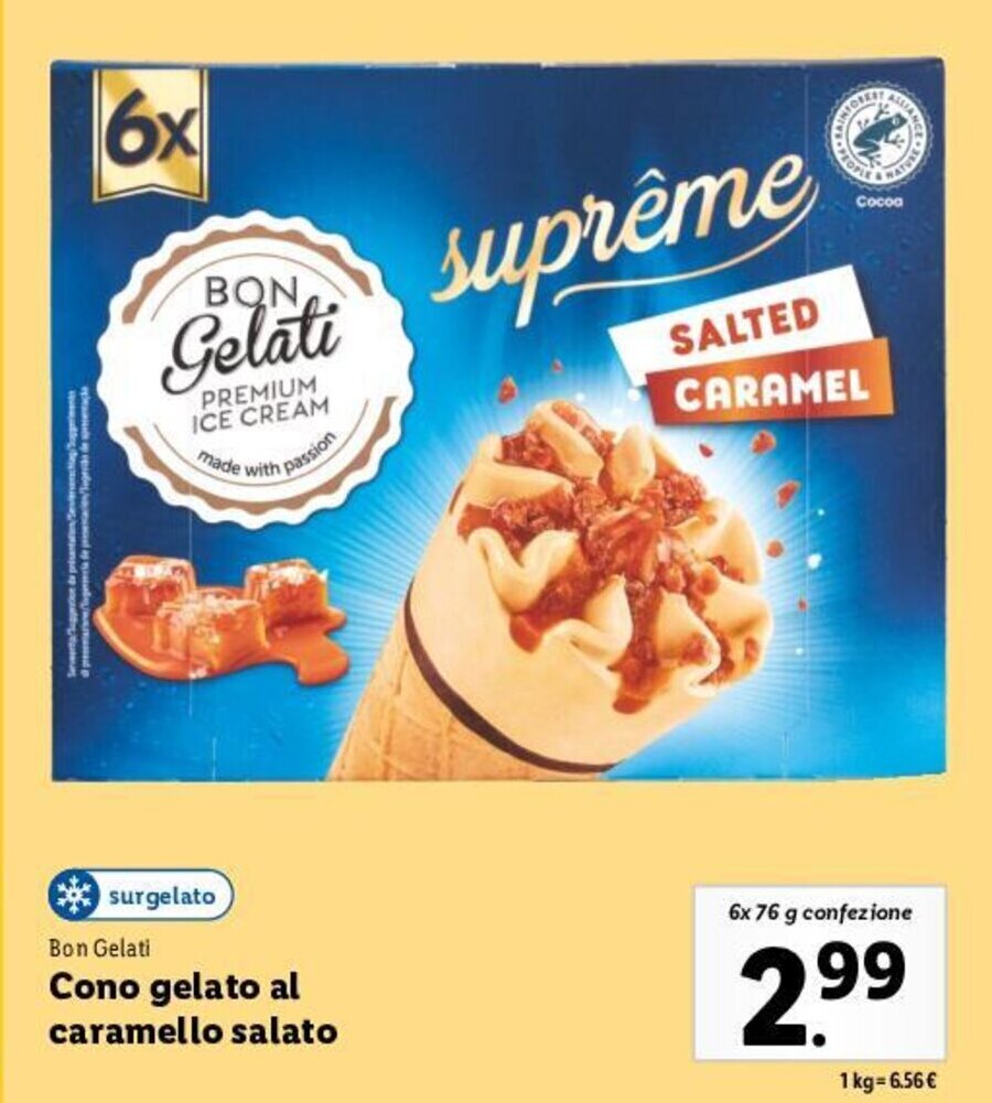 Offerta Bon Gelati Cono gelato al caramello salato 6x 76 g nel ...