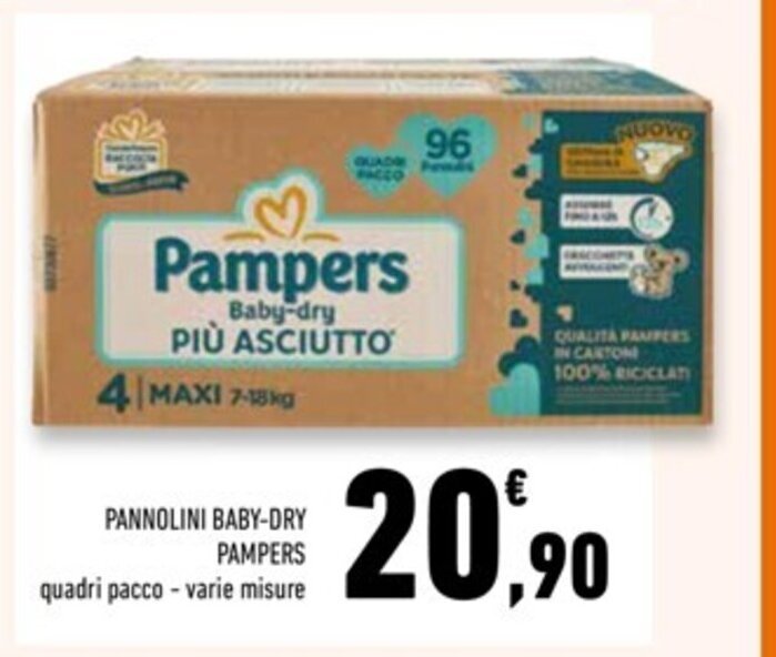 PANNOLINI BABY-DRY PAMPERS quadri pacco - varie misure offerta di Conad ...