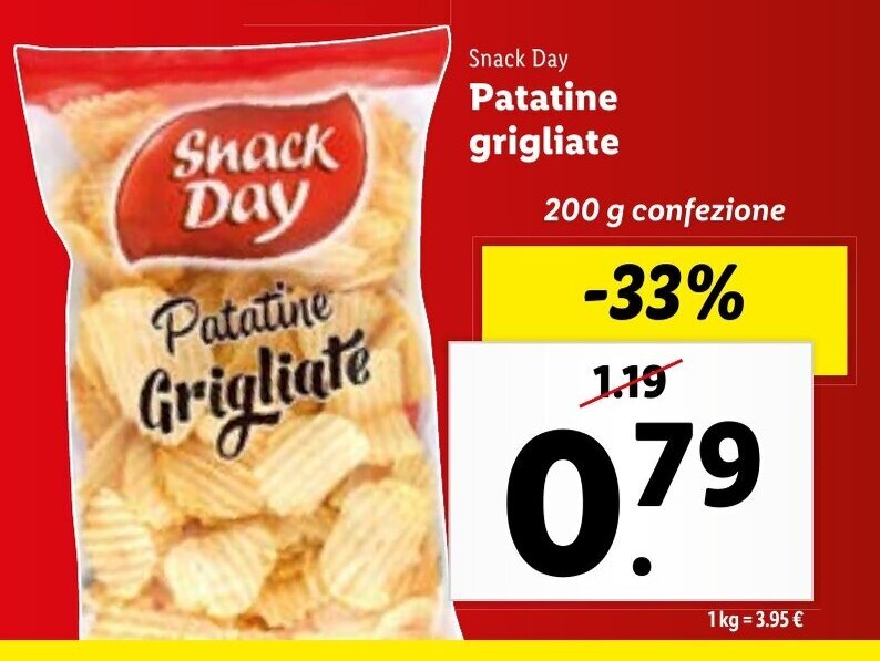 Snack Day Patatine grigliate 200 g confezione offerta di Lidl