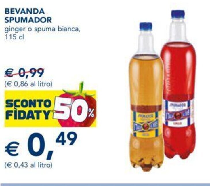 BEVANDA SPUMADOR ginger o spuma bianca, 115 cl offerta di Esselunga