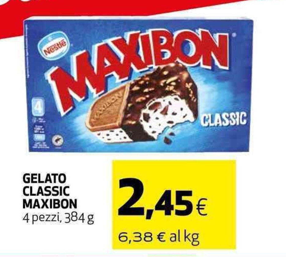 GELATO CLASSIC MAXIBON 4 pezzi, 384 g offerta di Coop