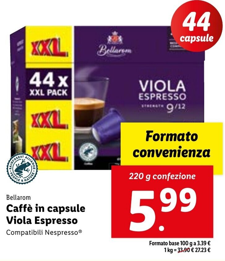 Offerta Bellarom Caffè in capsule Viola Espresso Compatibili Nespresso ...