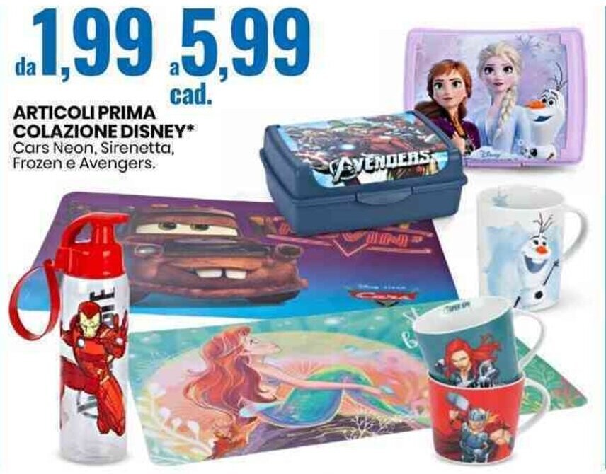 ARTICOLI PRIMA COLAZIONE DISNEY* Cars Neon, Sirenetta, Frozen e ...