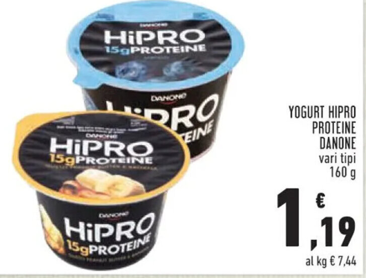 YOGURT HIPRO PROTEINE DANONE vari tipi 160 g offerta di Conad Superstore
