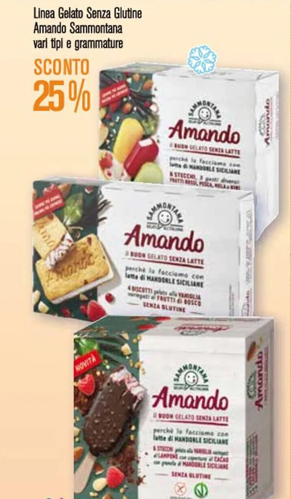 Linea Gelato Senza Glutine Amando Sammontana vari tipi e grammature offerta di Coop