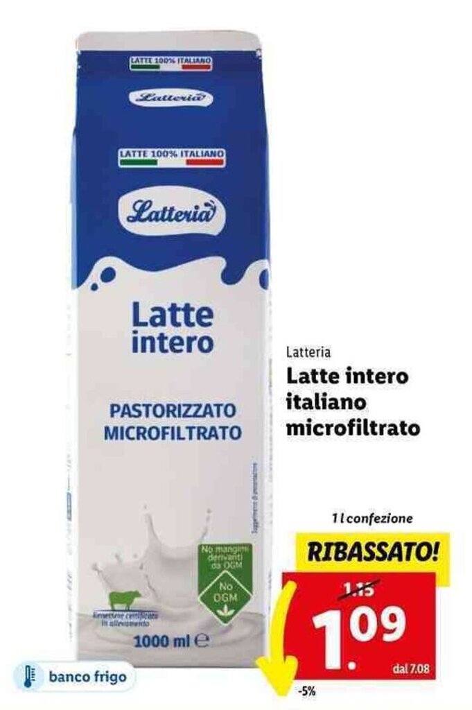 Latteria Latte intero italiano microfiltrato 1 l offerta di Lidl