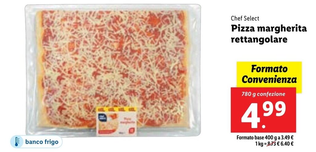 Chef Select Pizza margherita rettangolare 780 g confezione offerta di Lidl