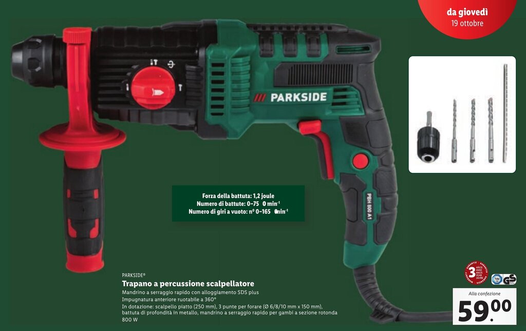 PARKSIDE Trapano a percussione scalpellatore offerta di Lidl