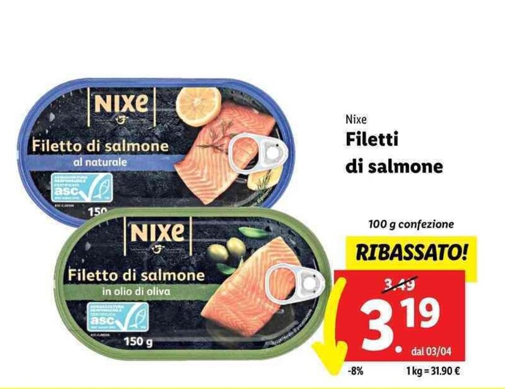 Offerta Nixe Filetti di salmone 100 g nel volantino di Lidl