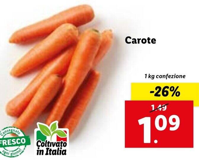 Carote 1 kg confezione offerta di Lidl