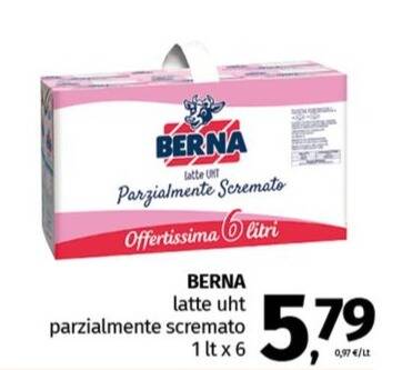 Offerta BERNA latte uht parzialmente scremato 1 lt x 6 nel volantino di Pam
