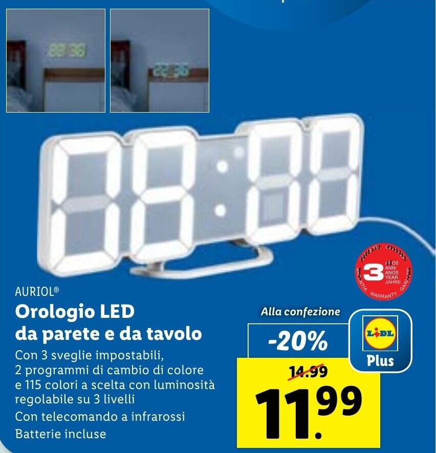 Offerta AURIOL Orologio LED da parete e da tavolo nel volantino di Lidl