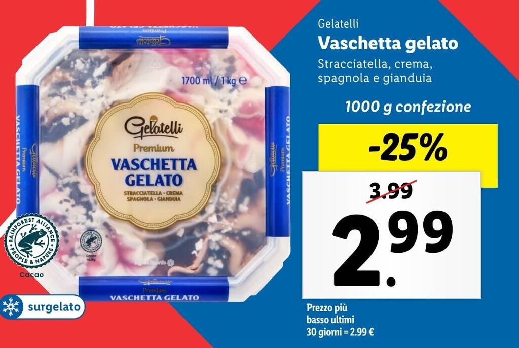 Offerta Gelatelli Vaschetta gelato 1000 g nel volantino di Lidl
