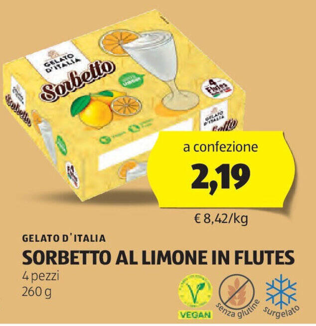 Offerta Gelato d'italia sorbetto al limone in flutes 260 g nel ...