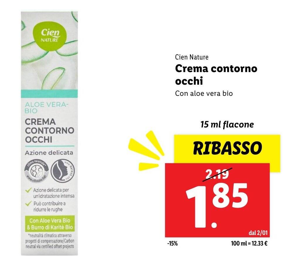 Offerta Cien Nature Crema contorno occhi 15 ml nel volantino di Lidl
