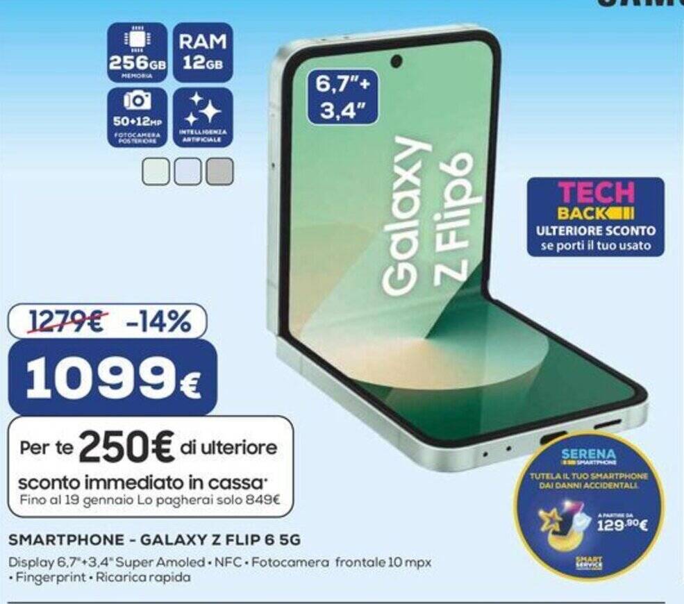 Offerta SAMSUNG SMARTPHONE - GALAXY Z FLIP 6 5G nel volantino di Euronics