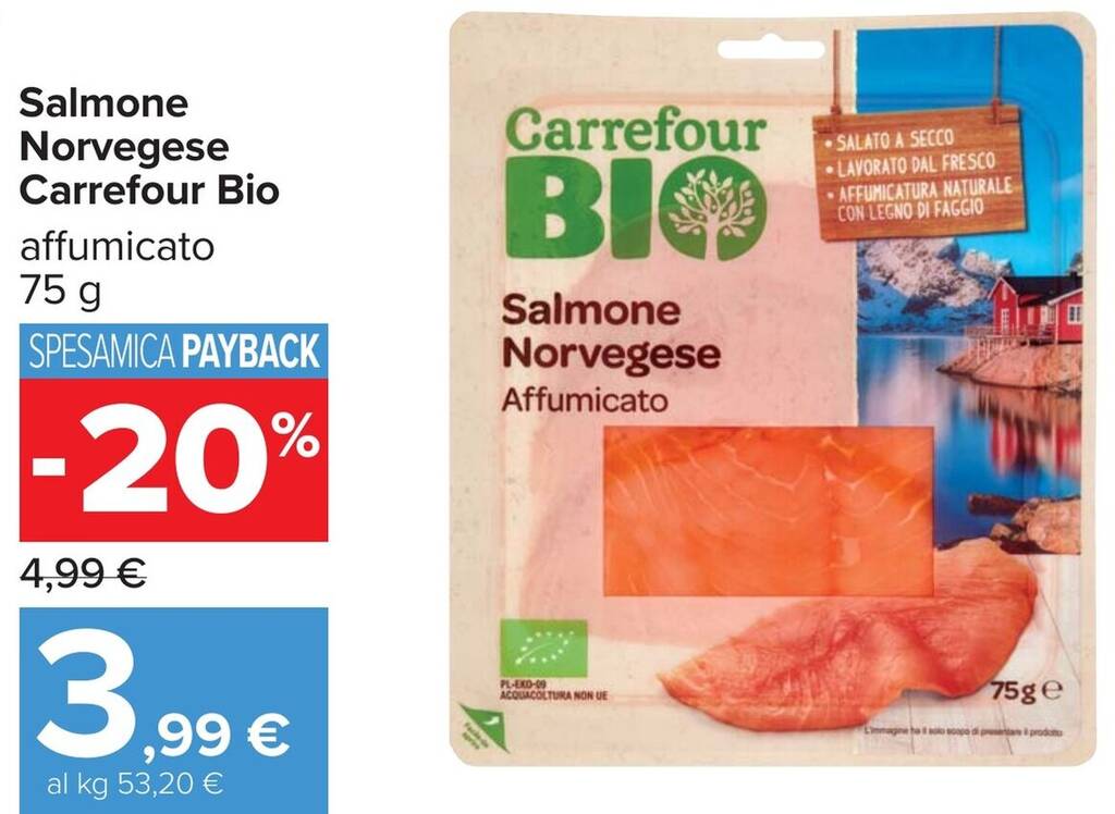 Salmone offerta e prezzo Carrefour - lug 2025