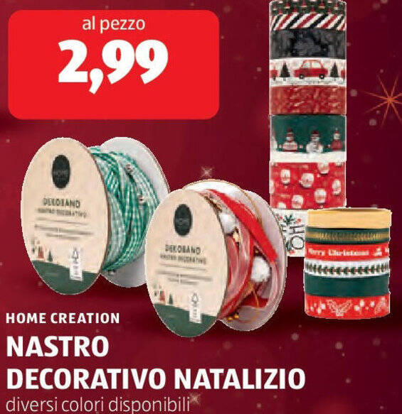 Offerta HOME CREATION Nastro decorativo natalizio diversi colori ...