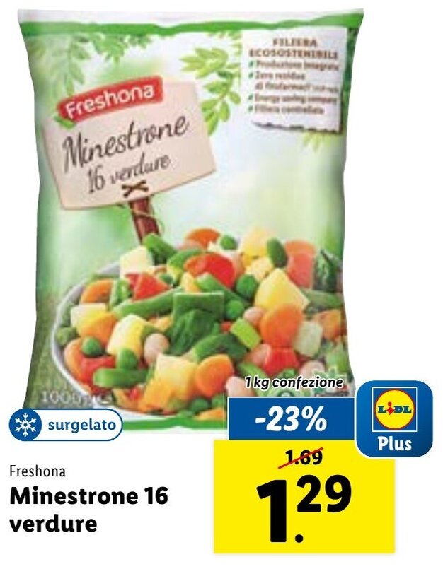 Freshona Minestrone 16 verdure 1 kg offerta di Lidl
