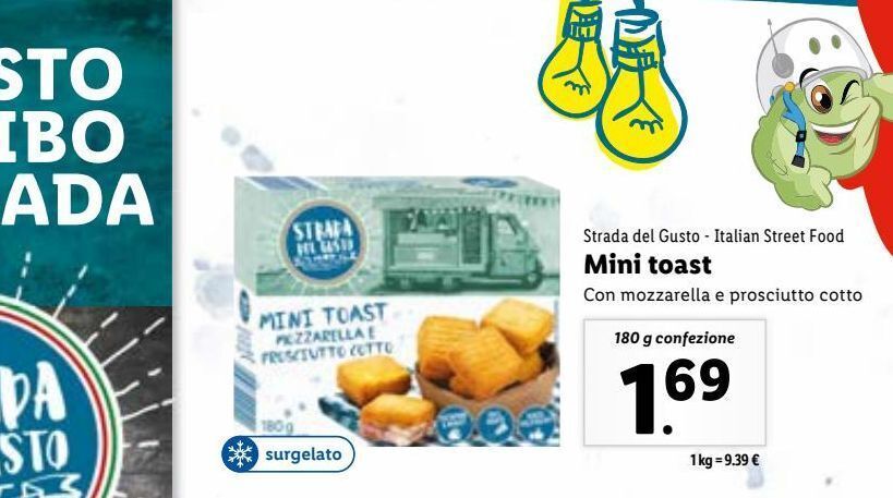 Offerta Mini toast con mozzarella e prosciutto cotto 180g nel volantino ...
