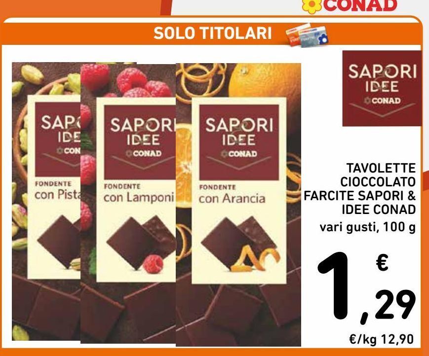 Tavolette cioccolato farcite sapori & idee conad offerta di Spazio Conad