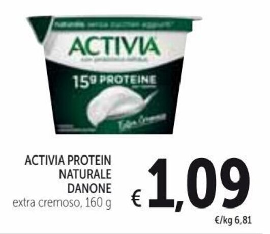 Activia Protein Naturale Danone extra cremoso 160 g offerta di Spazio Conad