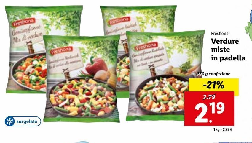 Freshona verdure miste in padella 750g offerta di Lidl