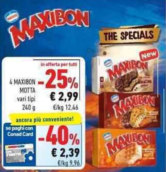 Motta 4 Maxibon vari tipi 240 g offerta di Conad