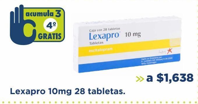 Lexapro 10mg 28 Tabletas Oferta En Farmacia San Pablo