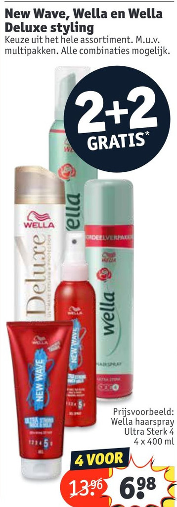 New wave, wella en wella deluxe styling 2+2 gratis aanbieding bij Kruidvat