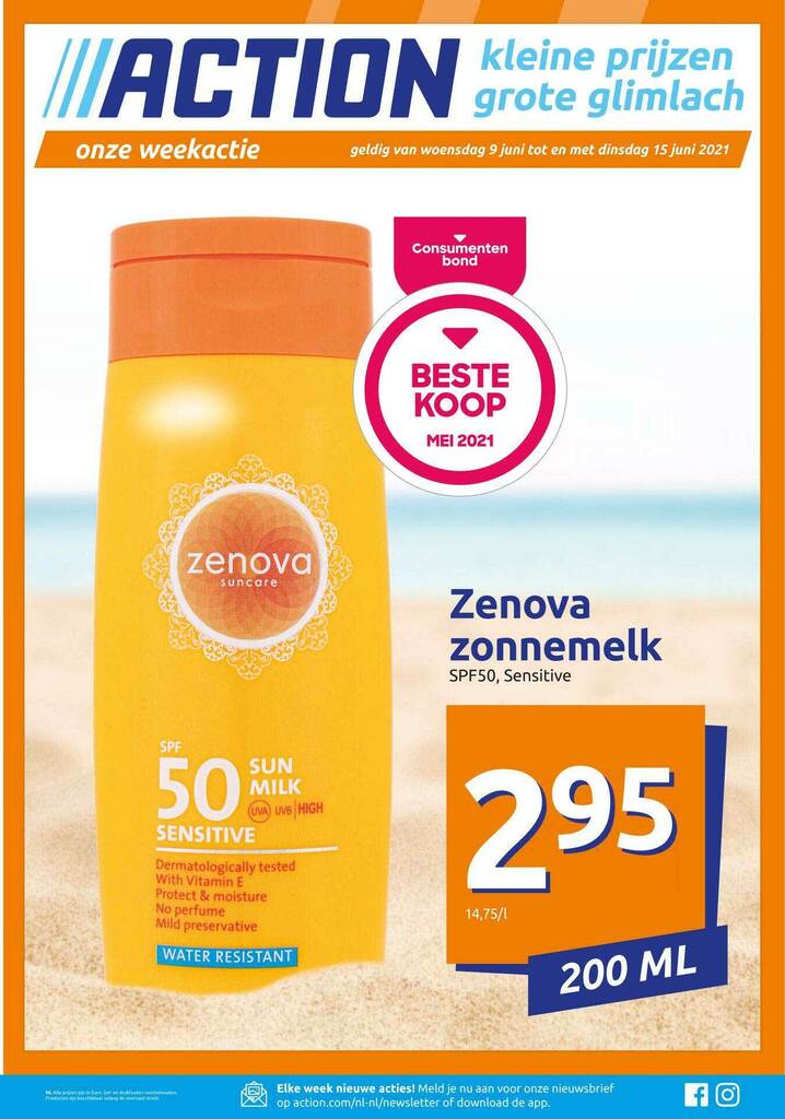 Zenova Zonnemelk 200ml aanbieding bij Action
