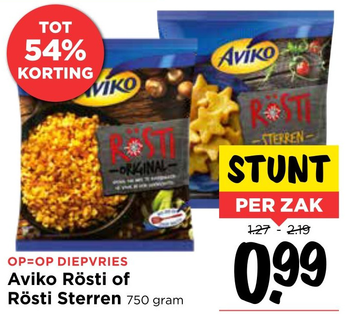 Aviko rösti 750 gram aanbieding bij Vomar Voordeelmarkt