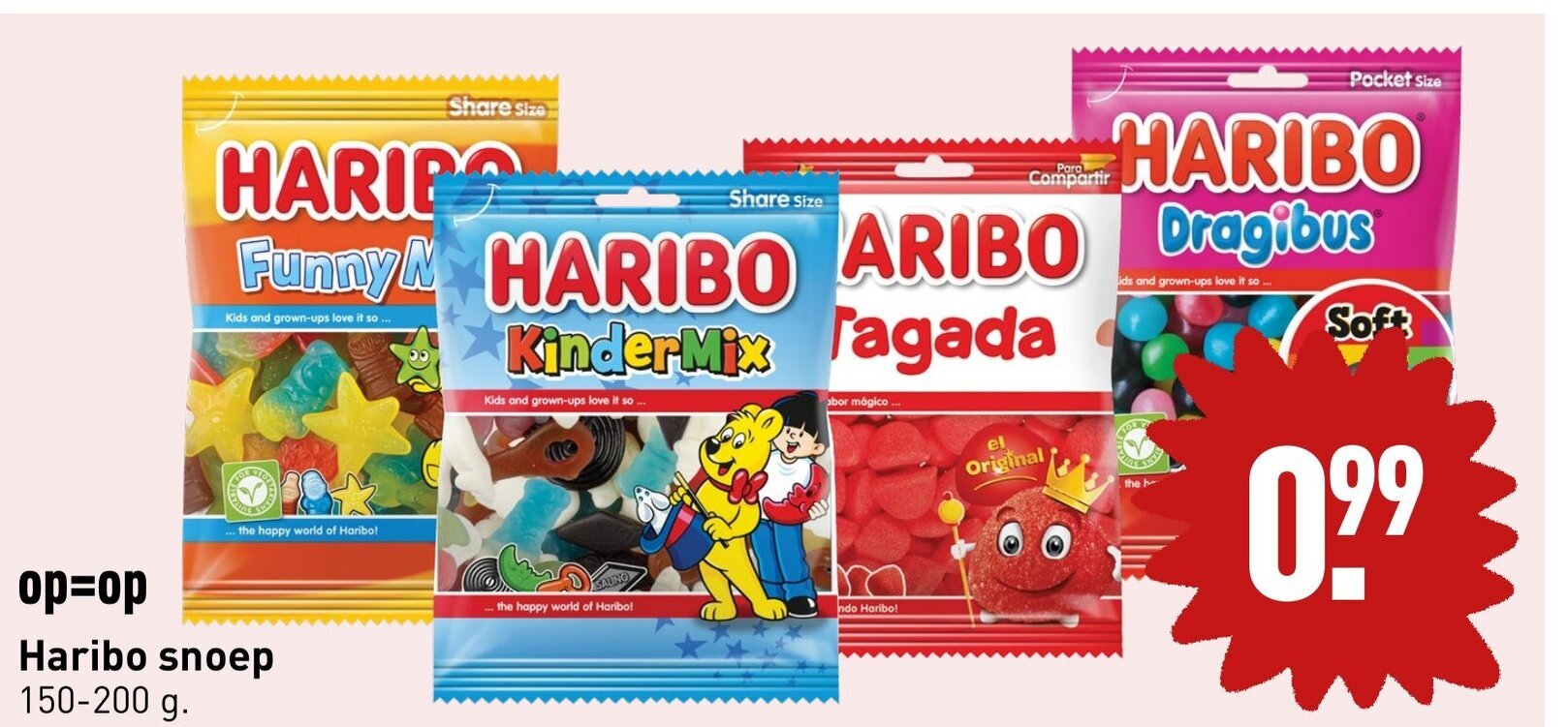 Haribo snoep 150-200g aanbieding bij ALDI
