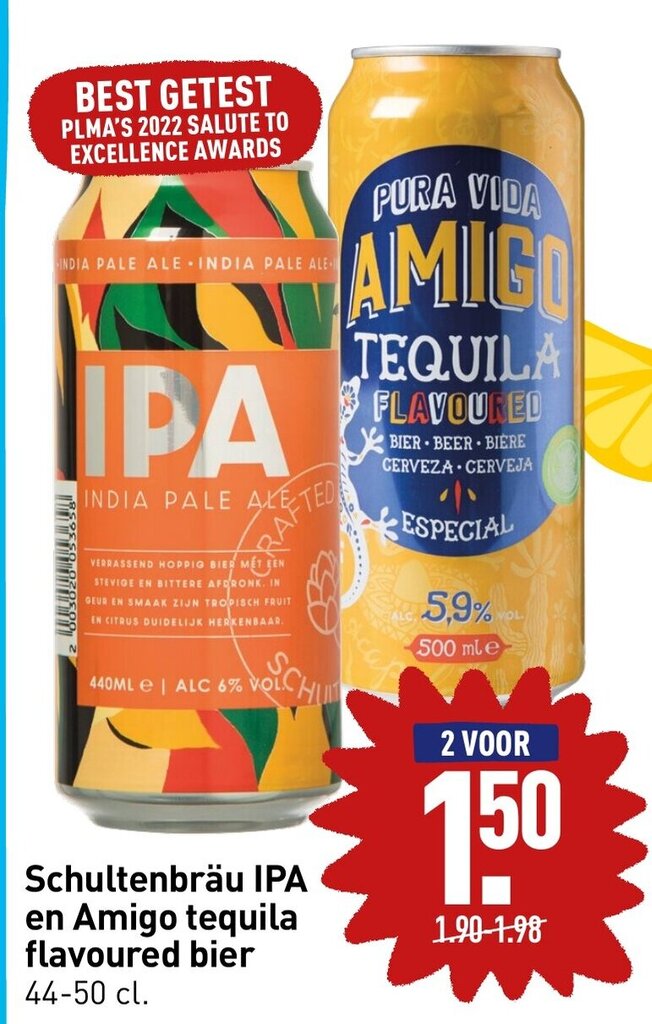 Schultenbrau IPA en Amigo tequila flavoured bier aanbieding bij ALDI