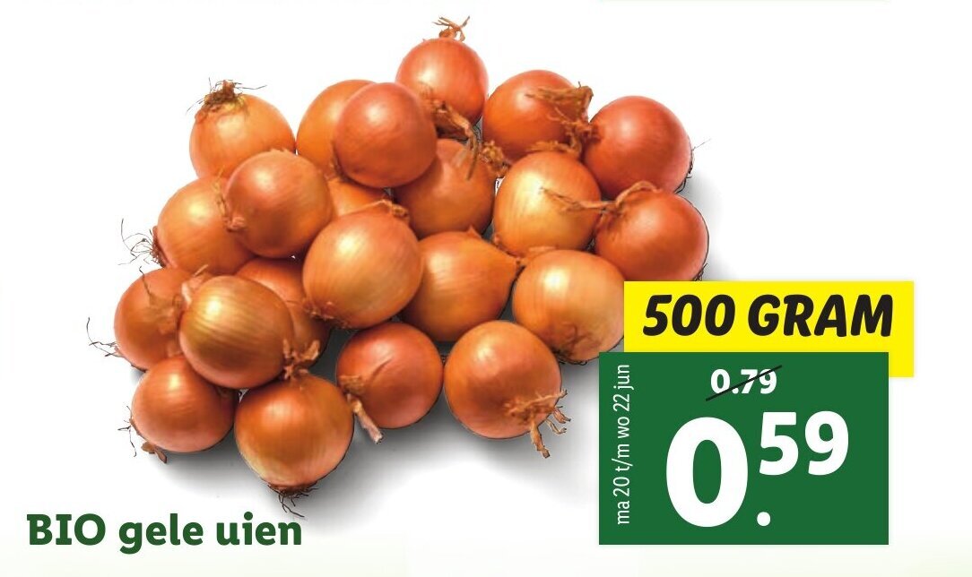 Bio gele uien 500 gram aanbieding bij Lidl
