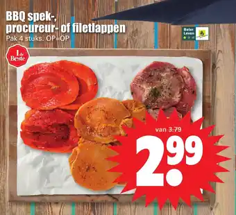 BBQ spek-, procureur- of filetlappen pak 4 stuks aanbieding bij Dirk