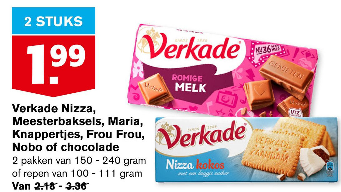 Verkade Nizza, Meesterbaksels, Maria, Knappertjes, Frou Frou, Nobo of ...