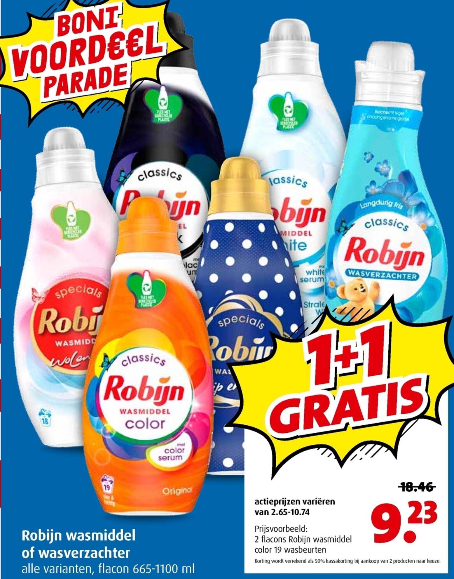 Robijn wasmiddel of wasverzachter aanbieding bij Boni