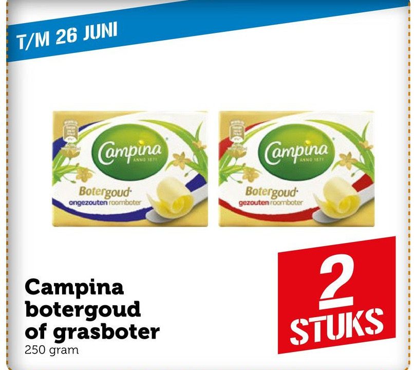 Campina botergoud of grasboter aanbieding bij Coop