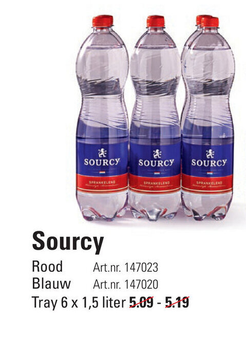 Sourcy Rood tray 6x1,5 liter aanbieding bij Sligro