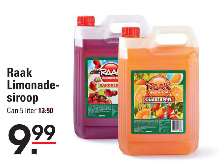 Raak Limonade-siroop can 5 liter aanbieding bij Sligro