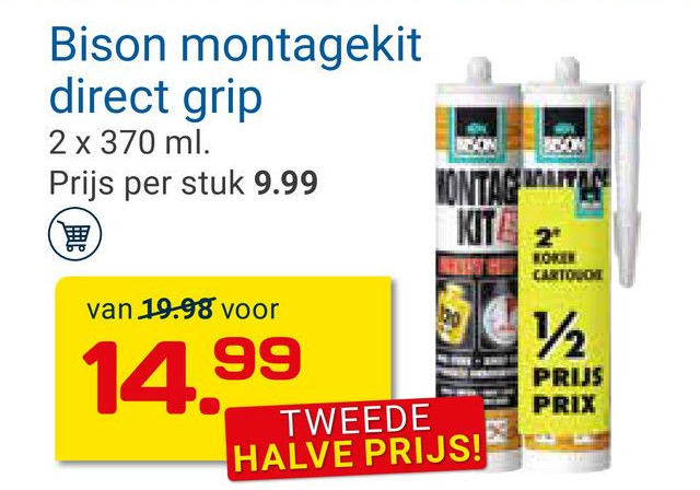 Bison montagekit direct grip aanbieding bij Kluswijs