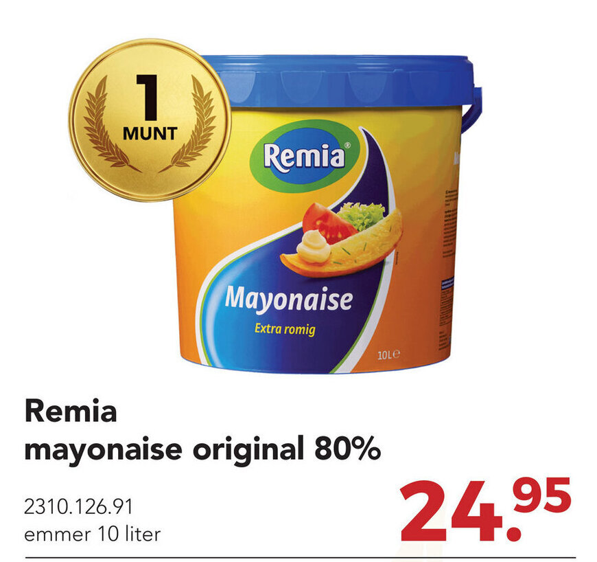 Remia mayonaise original 80% 10 liter aanbieding bij Zegro