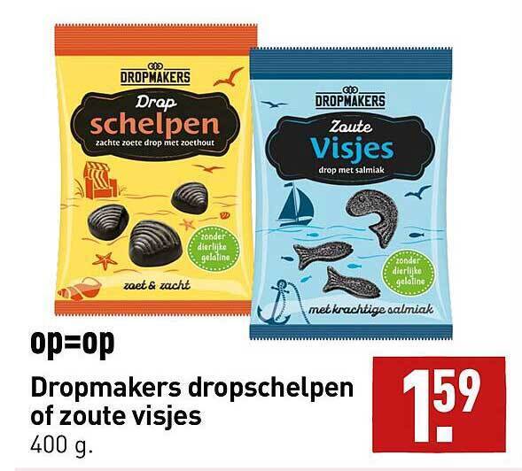 Dropmakers Dropschelpen Of Zoute Visjes aanbieding bij ALDI