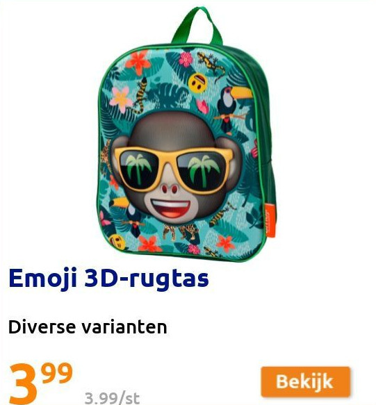 Emoji 3D-rugtas aanbieding bij Action