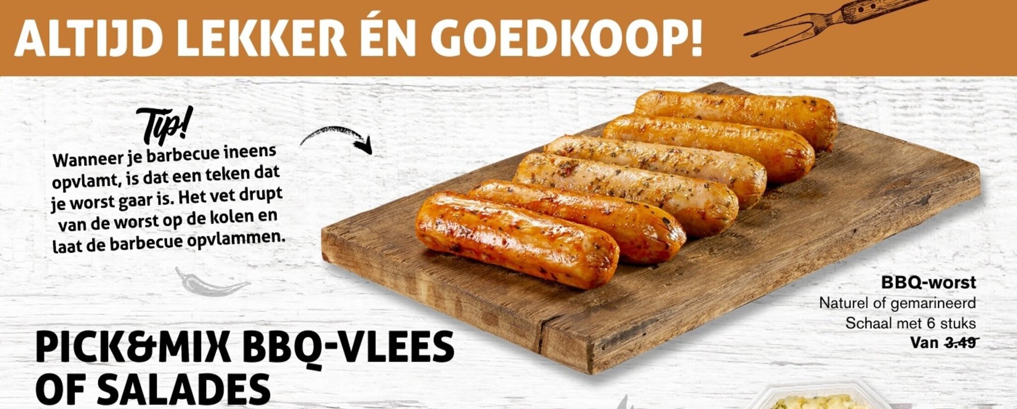 BBQ-worst Naturel of gemarineerd met 6 stuks aanbieding bij Hoogvliet